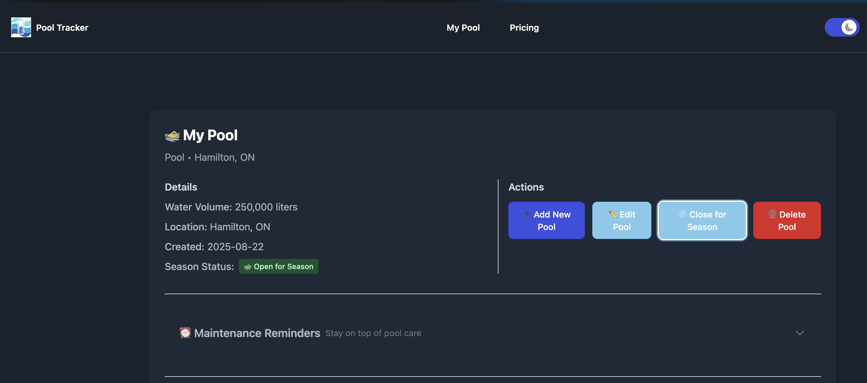 Pool Tracker